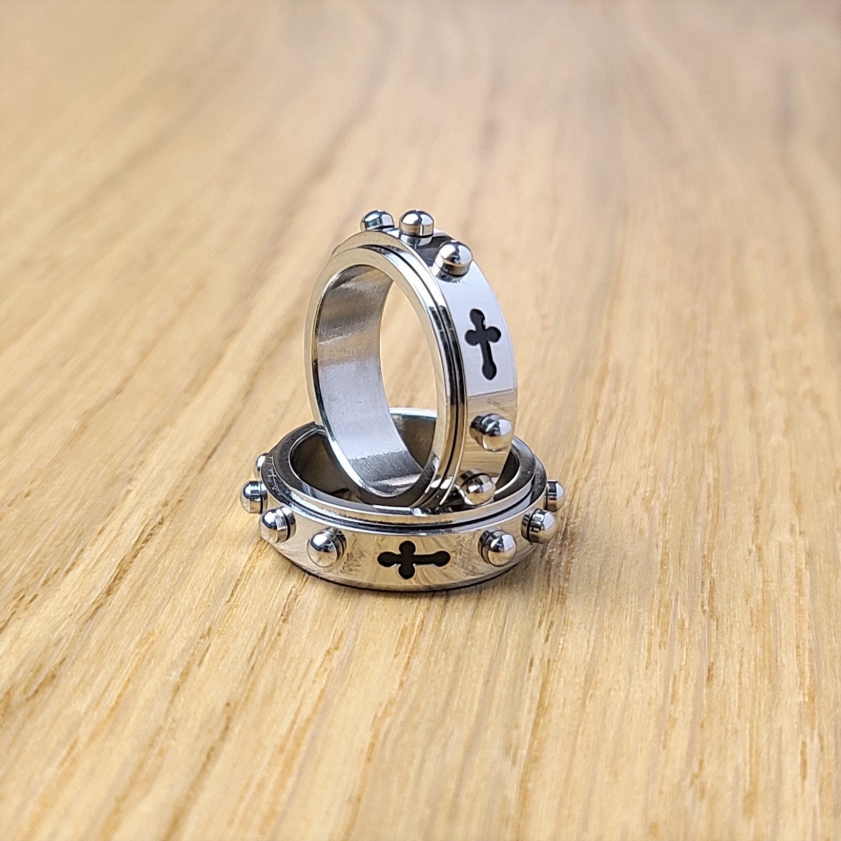 Rosary Ring Spinner Ring Cross Ring Rosary Ring for Men - Etsy