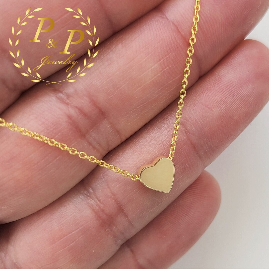 Heart Necklace, Solid Silver Heart Necklace, Tiny Heart Necklace ...