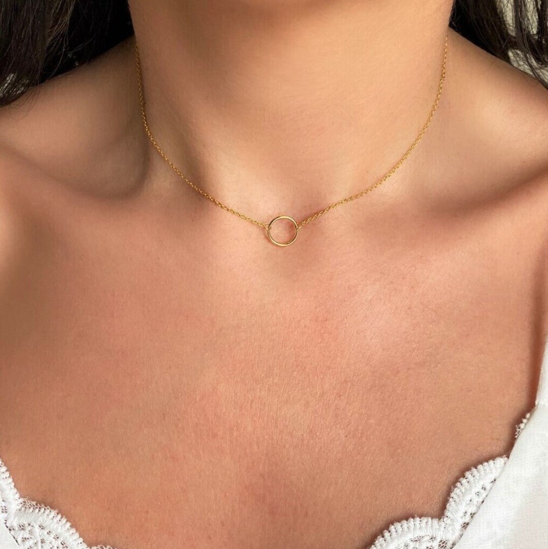Day Collar Necklace for Her, S925 Sterling Silver Ring, Gold and Rose ...