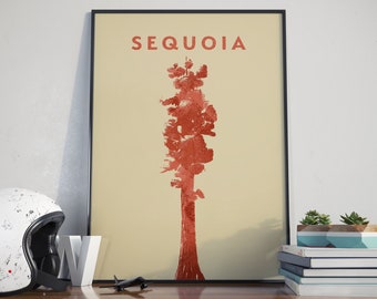 Sequoia National Park Mid-century Travel Poster, Abstract Travel Poster ...