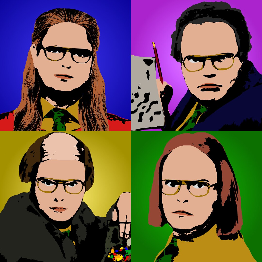 Canvas: Dwight Schrute Pop Art in Wigs Andy Warhol Style From the ...