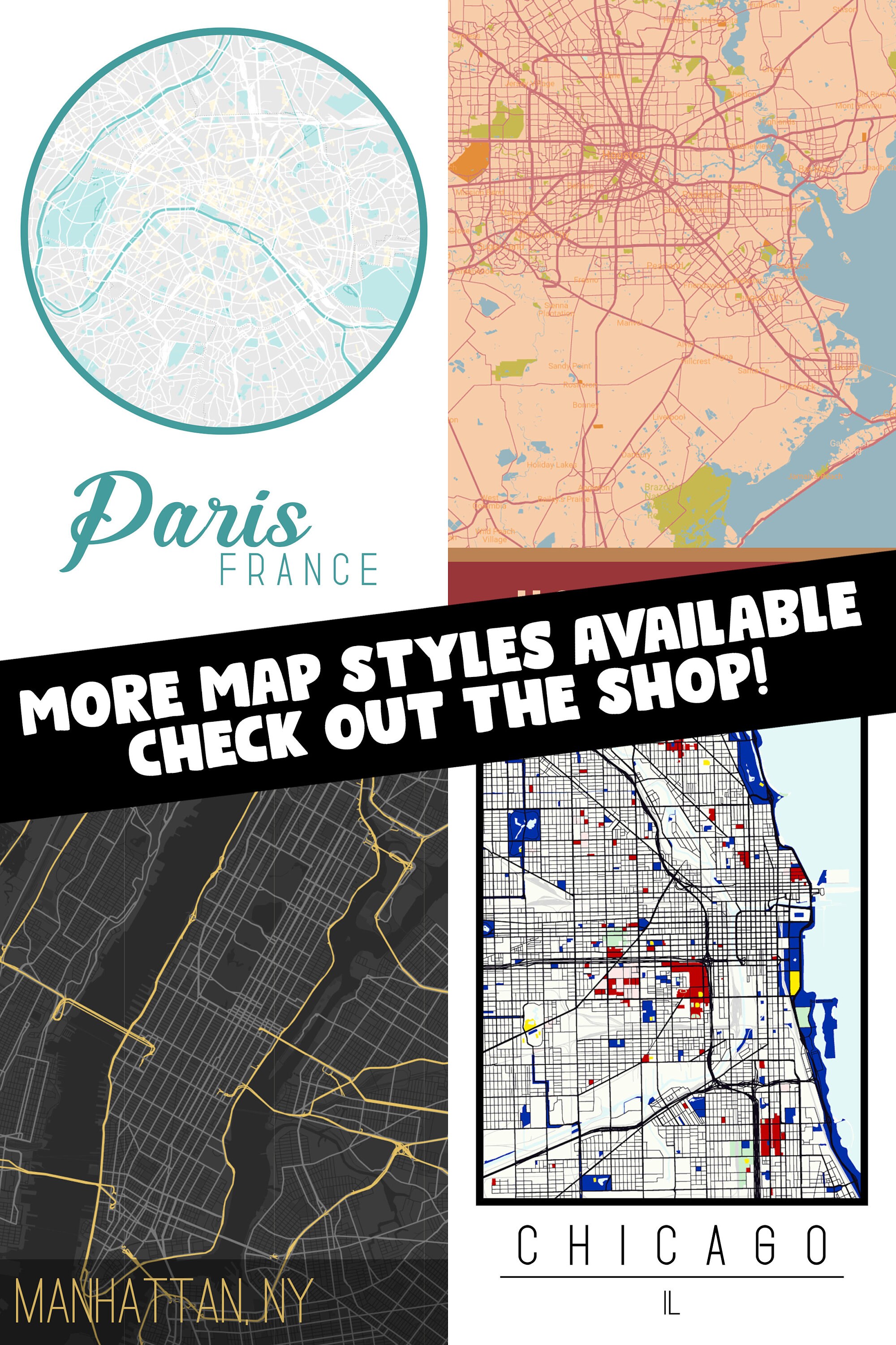 Custom Canvas Map: Classic Style Simple Colors Map With Your | Etsy