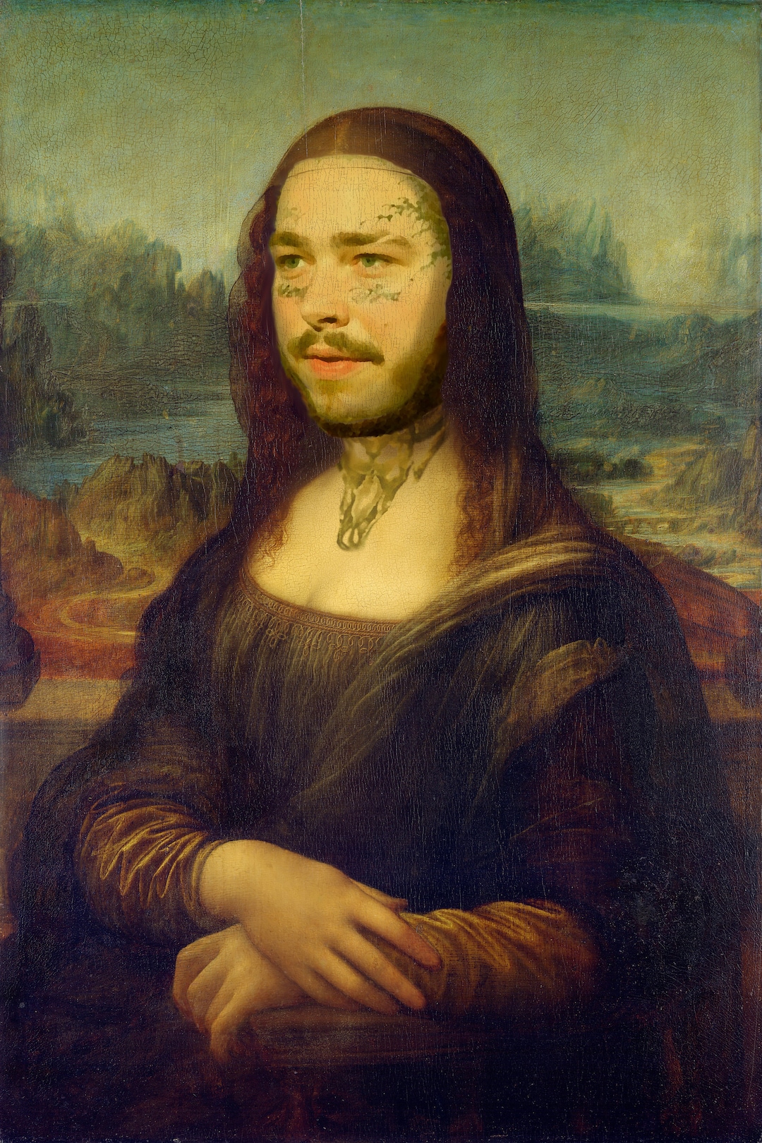Canvas: Post Malone in Mona Lisa Painting, Makes Post Malona Funny ...