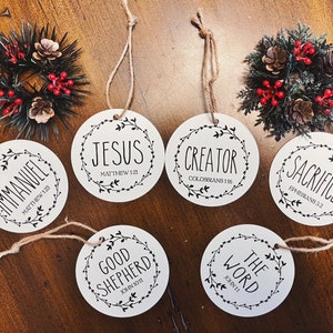 Double Sided Print/ 25 Names of Jesus Advent Ornament Set/ Christmas ...