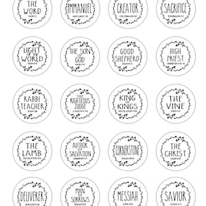Double Sided Print/ 25 Names of Jesus Advent Ornament Set/ Christmas ...