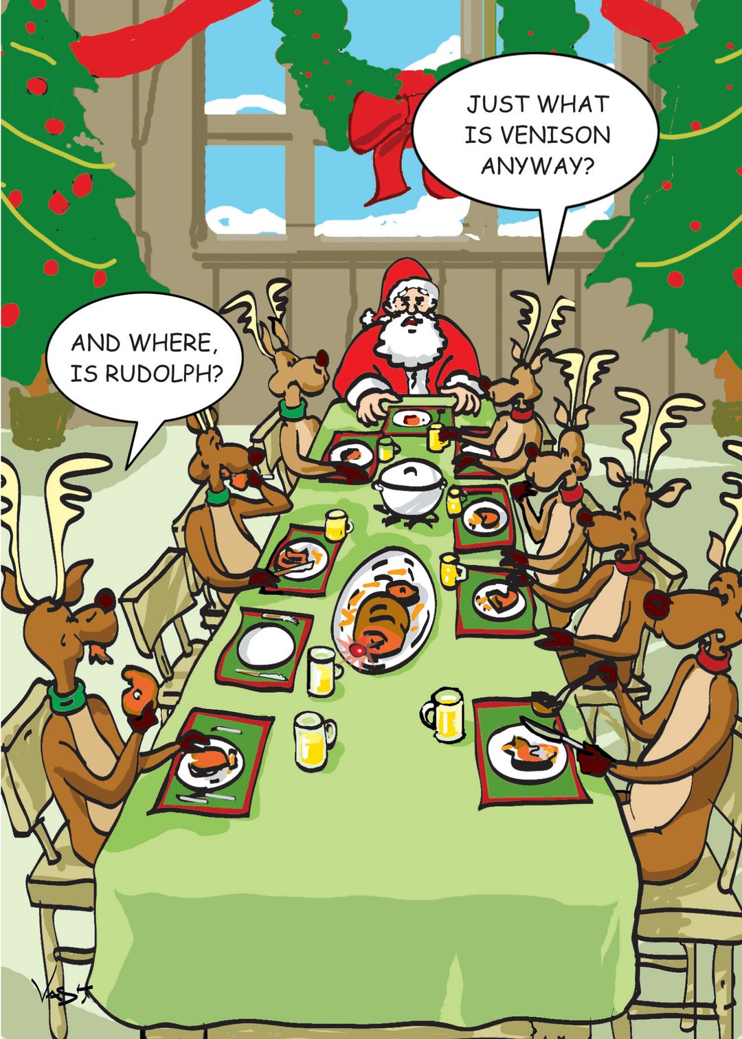 6 Pack Christmas Dinner Funny Christmas Cards 61541 - Etsy