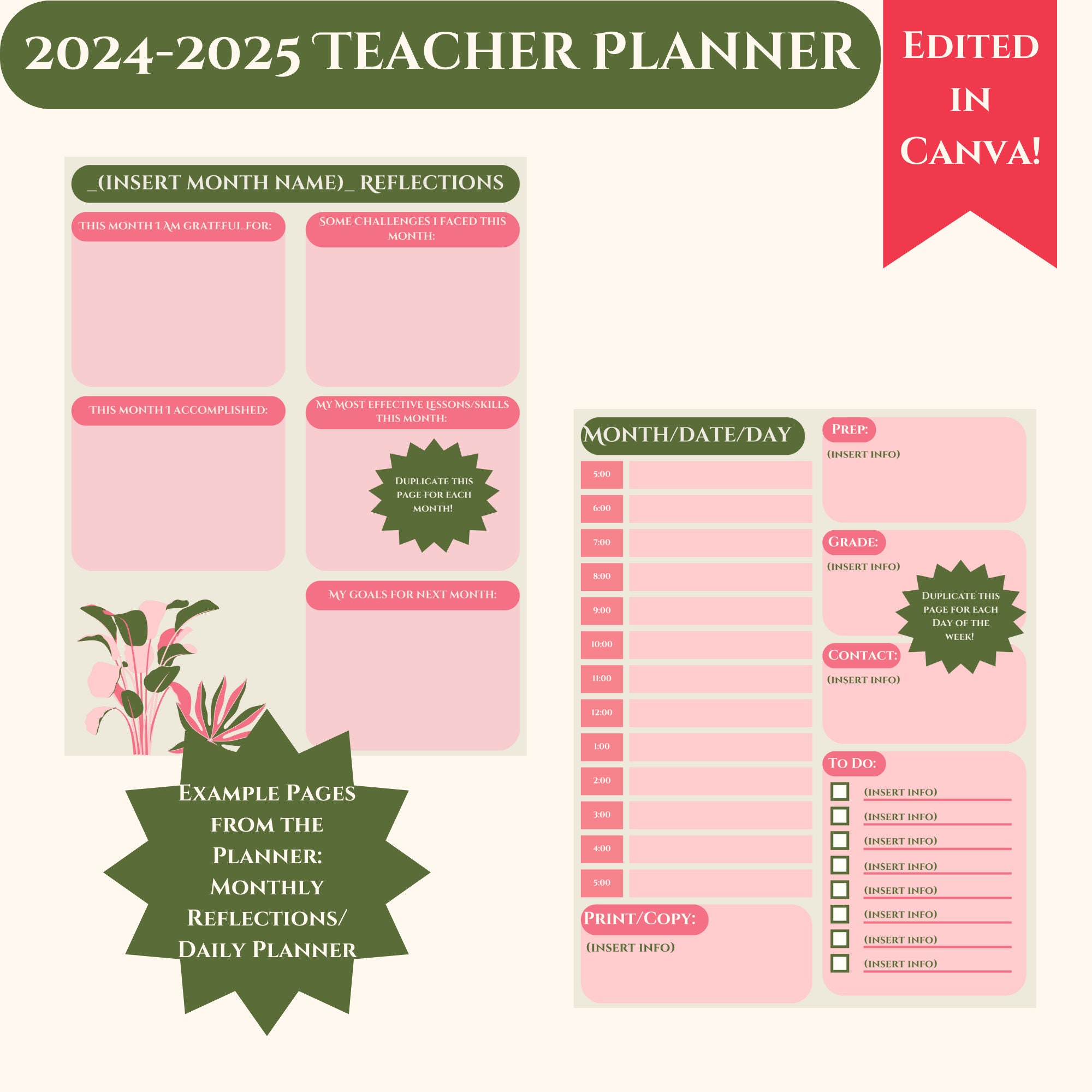 Printable Editable Digital Teacher Planner for 2024-2025 School Year ...