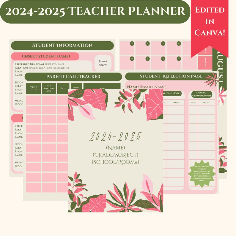 Printable Editable Digital Teacher Planner for 2024-2025 School Year ...