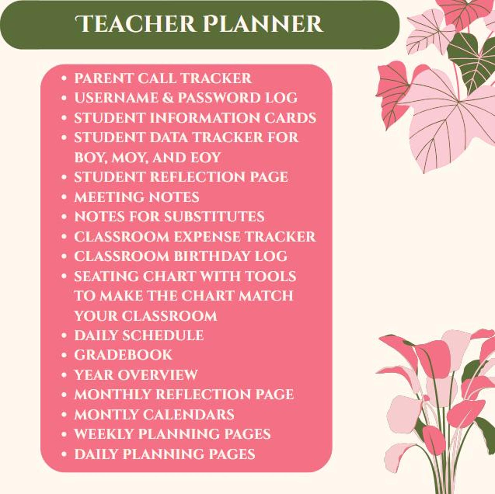 Printable Editable Digital Teacher Planner for 2025-2026 School Year ...