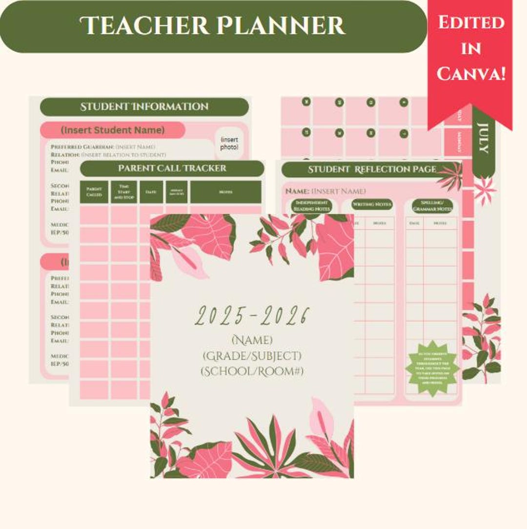 Printable Editable Digital Teacher Planner for 2025-2026 School Year ...