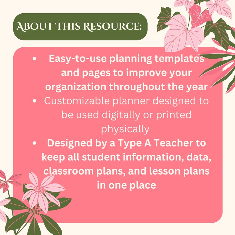 Printable Editable Digital Teacher Planner for 2025-2026 School Year ...