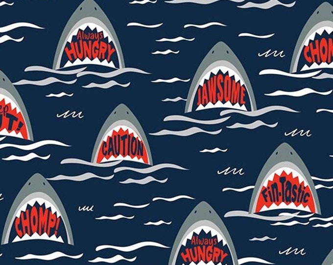 Shark Jaws Fabric, Timeless Treasureswalk the Plank Scary Sharks, Boys ...