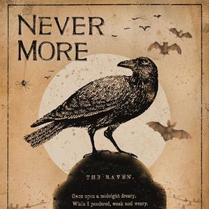 Raven 24" Quilt Panel -- Gothic Halloween -- Clothworks -- the Raven ...