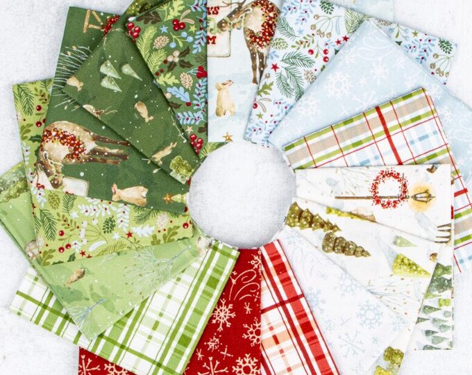 Fat Quarter Bundle - Santa's Tree Farm, Riley Blake, Nature Christmas ...