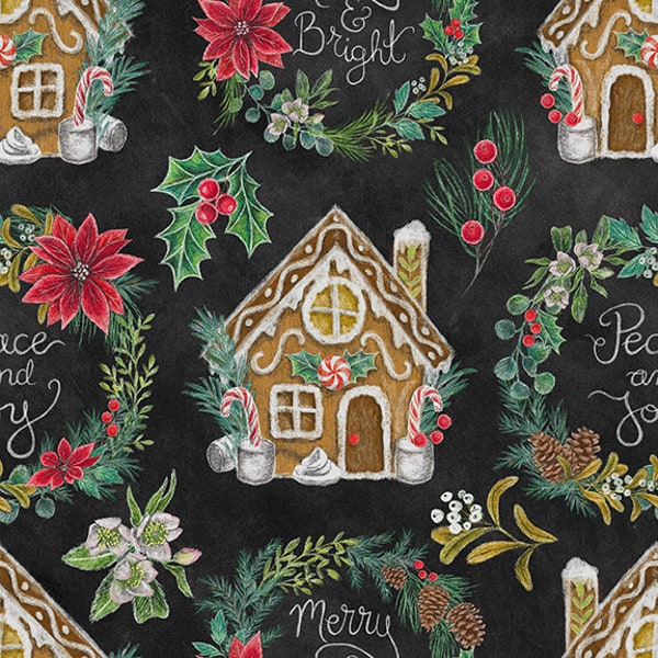 Gingerbread Houses Fabric - Etsy