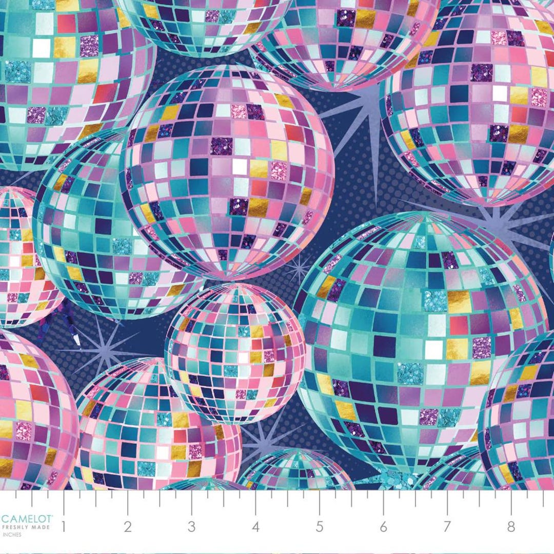 Mirror Balls - Disco Queen - Camelot Fabrics, Girl Fabric, Party Las ...
