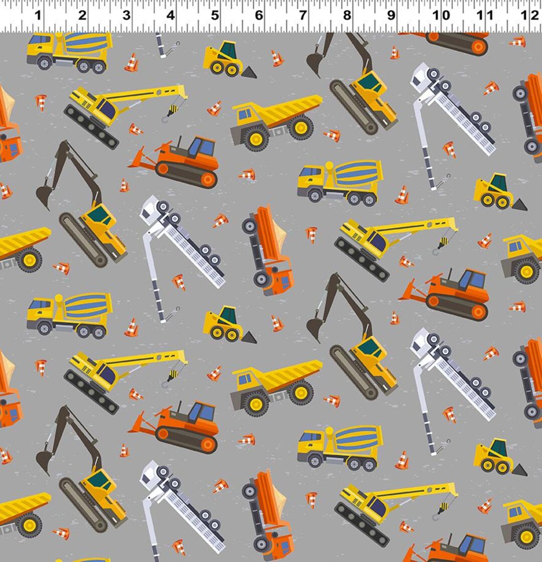 Construction Vehicles - Let's Go! - Clothworks - Boy Quilt Fabric ...