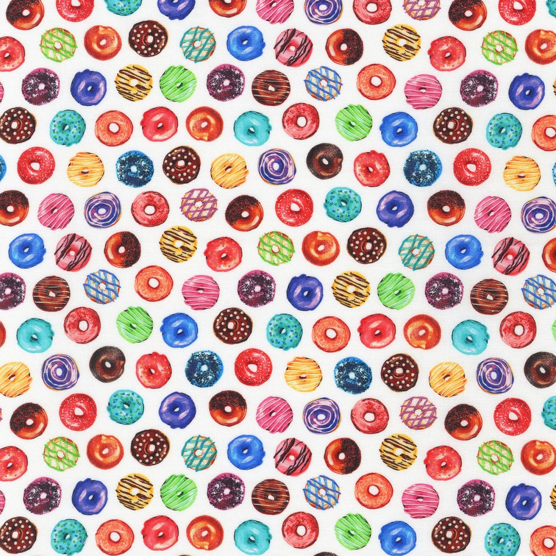 Donuts Fabric, Robert Kaufman Sweet Tooth, Donuts in Multi, Small ...