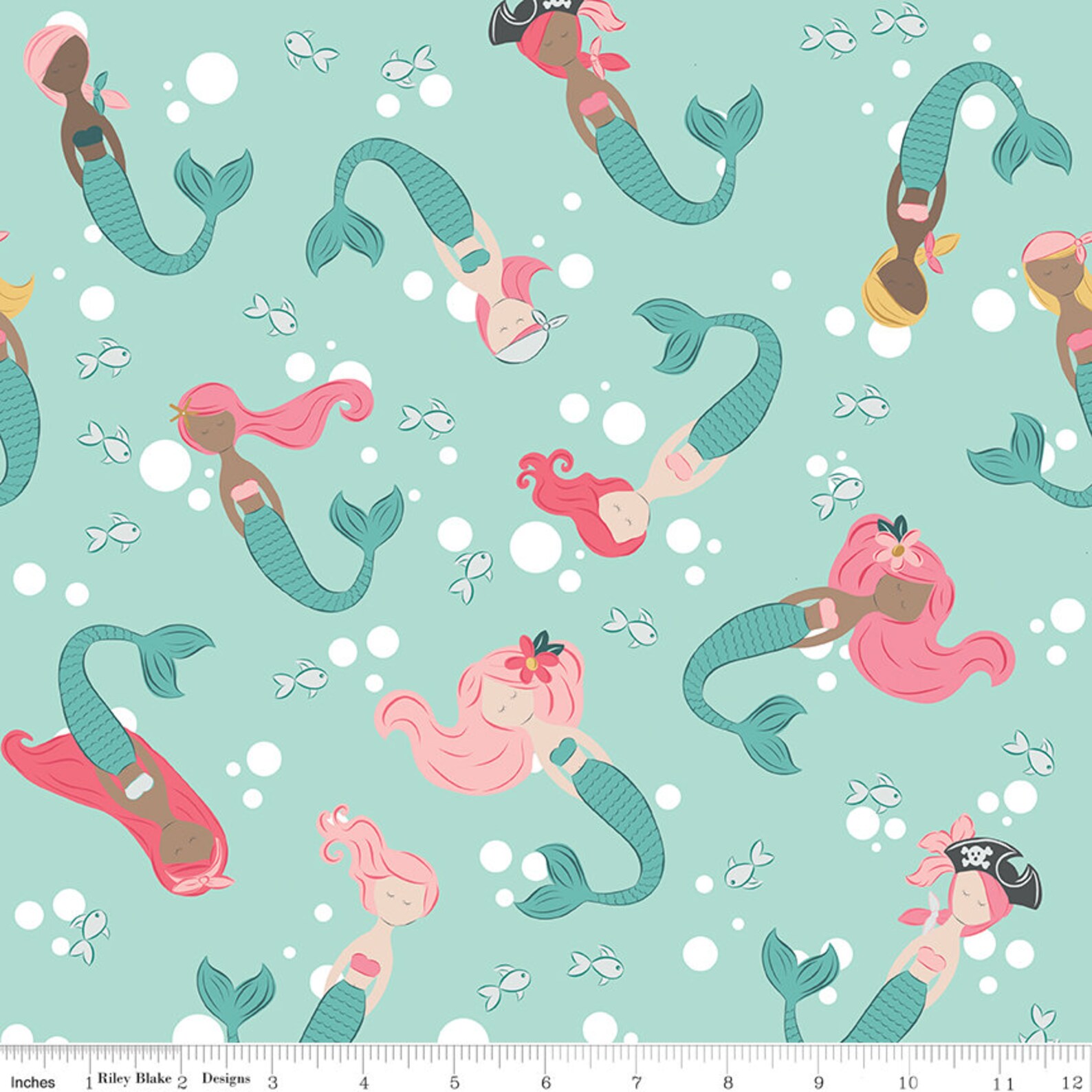 Mermaid Tail Fabric Ahoy Mermaids Riley Blake SPARKLE | Etsy