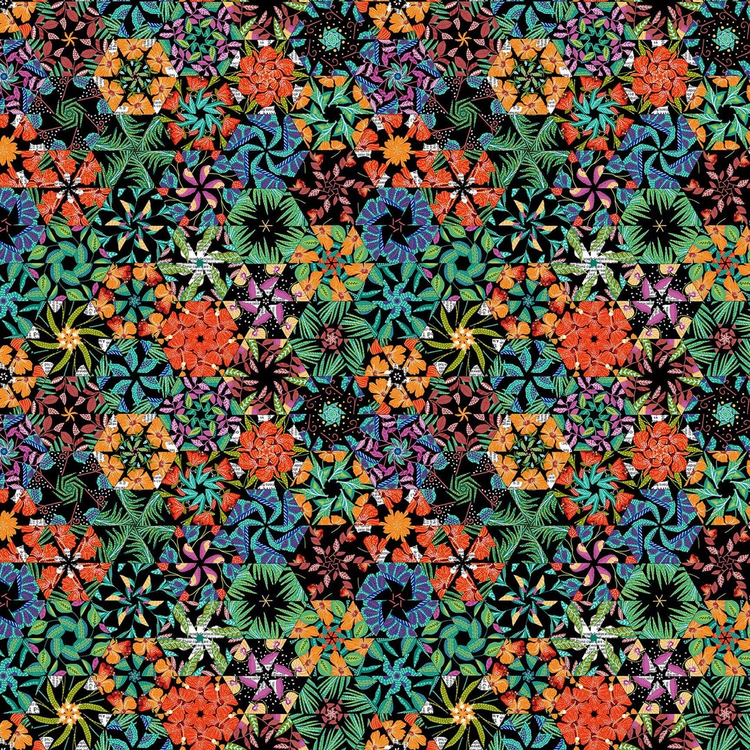 Kaleidoscope Quilting Fabric, Hothouse Magic-- Mirrored Hexie - Studio ...
