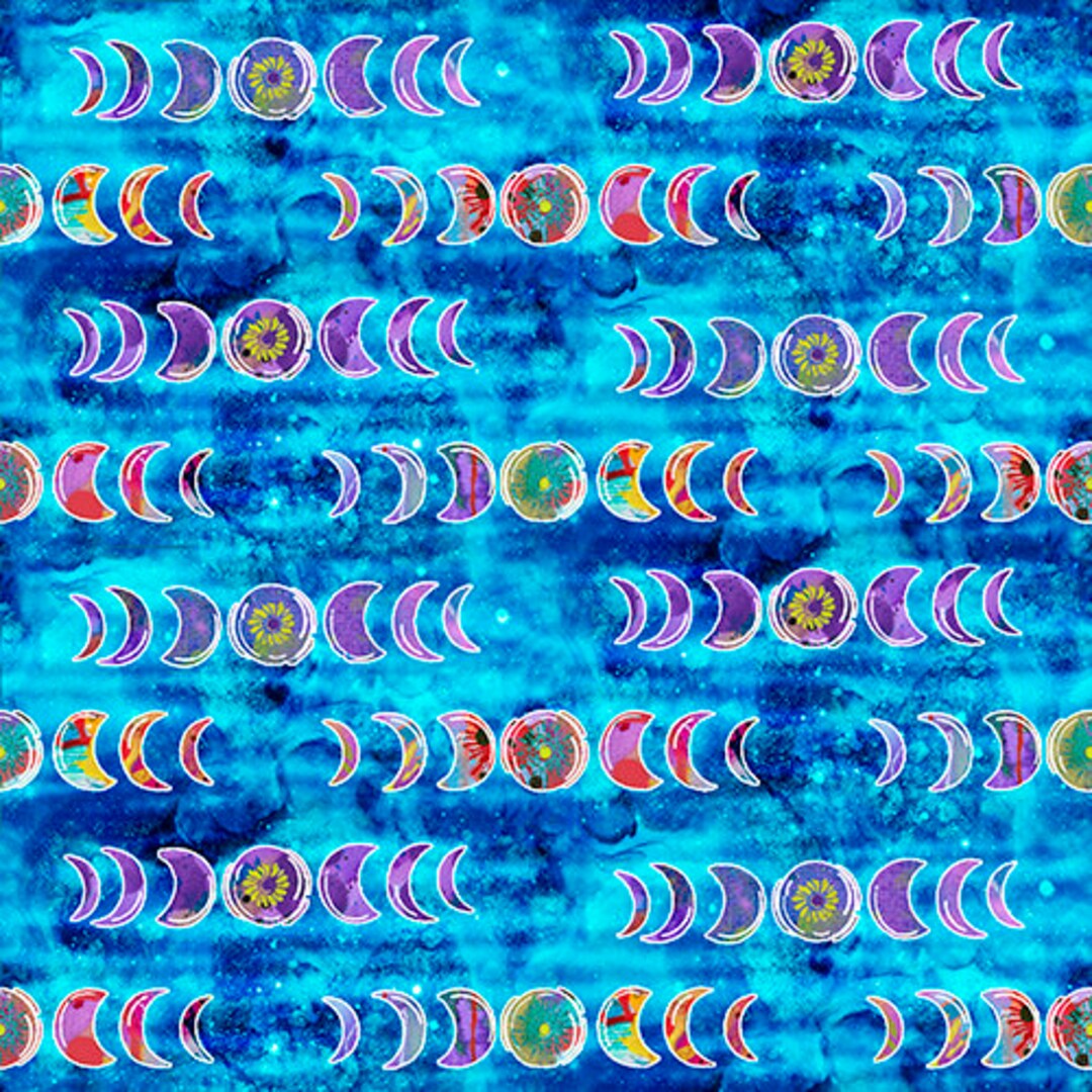 Stargazer -- Moon Phases - Studio E Fabrics - Bright Crescent Moon ...