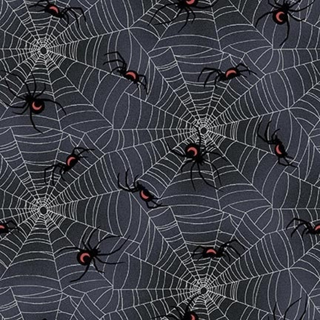 Black Widow Spider Fabric -- Hallowed Forest -- Studio E Fabrics ...
