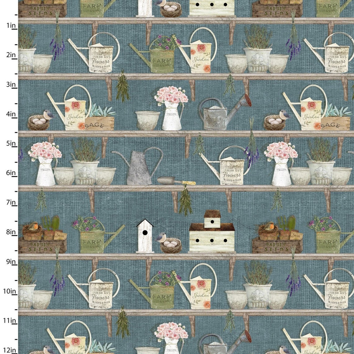 Gardening Fabric Touch of Spring 3 Wishes Fabricstop | Etsy