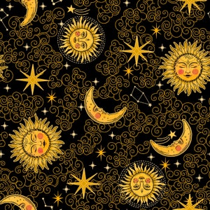 Sun and Moon Fabric Panel Celestial Galaxy, Blank Quilting Galaxy Quilt ...