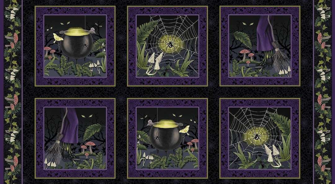 Hallowed Forest 24 Inch Quilt Fabric Panel Studio E Fabrics, Witchy ...