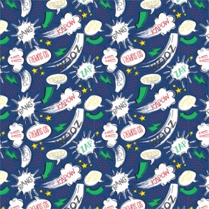 Comic Words Fabric, Half Pint Heroes by Camelot Fabrics, Fabric by the ...