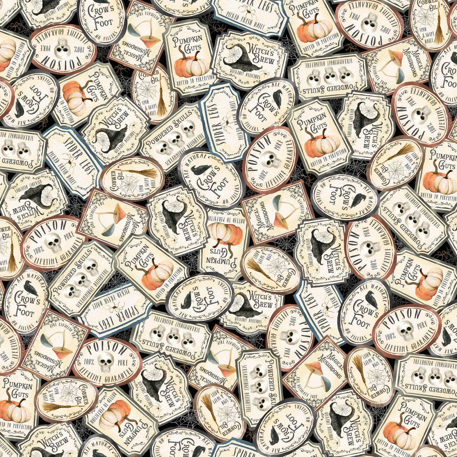 Hocus Pocus - Witch Hat Damask - P&B Textiles, Halloween Quilt Fabric ...