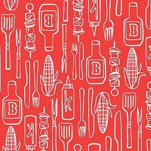Barbeque Fabric, Outdoor Dining Red--best BBQ Ever by Michael Miller ...