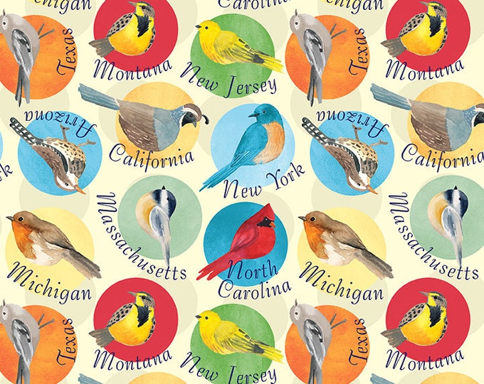 US State Birds Fabric -- Stateside by Blank Quilting-- 50 US State ...