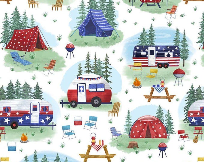 Camping Scenes -- Camp USA, Blank Quilting -- Camping Quilt Fabric ...