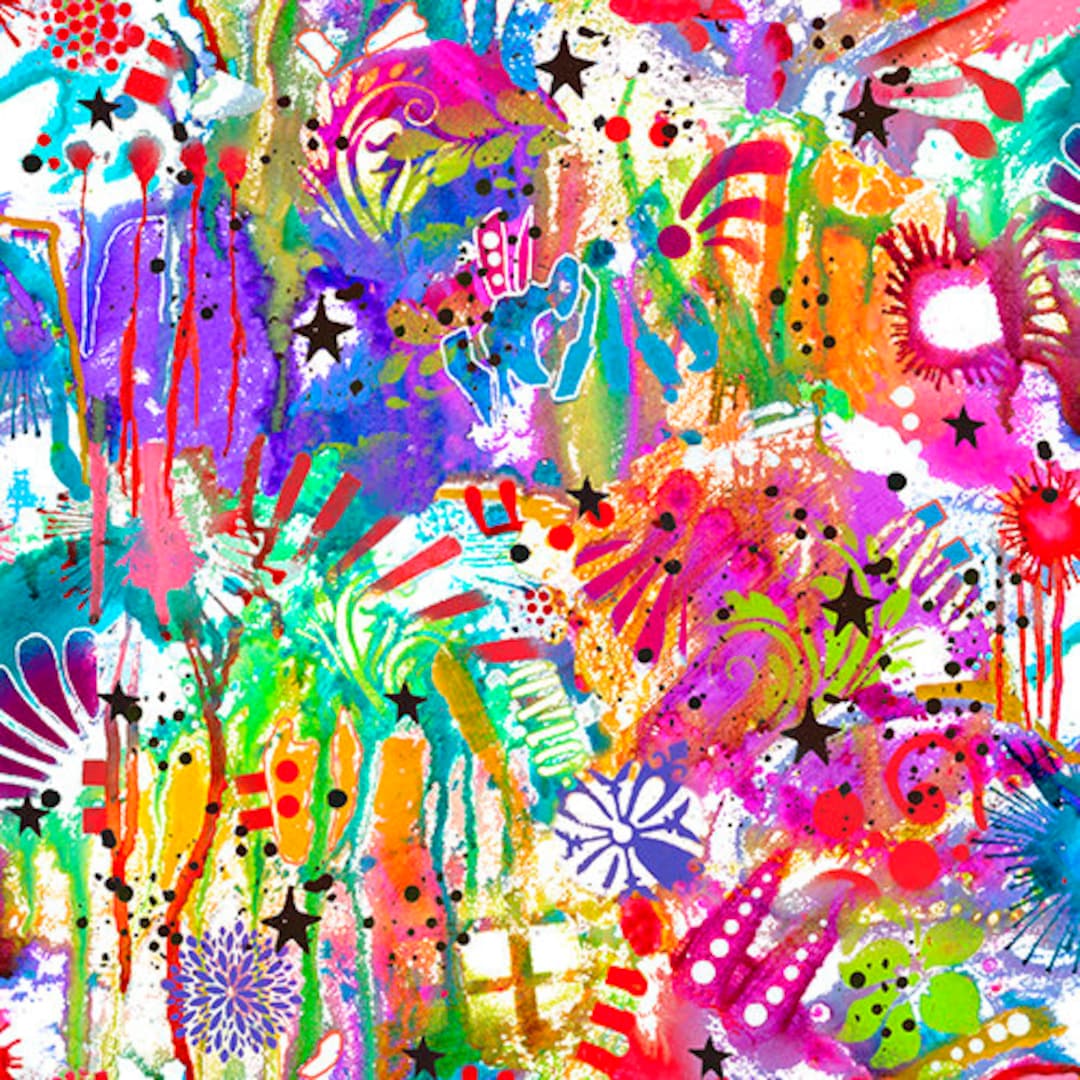 Stargazer Bold Splash Studio E Fabrics Paint Splash Fabric, Bright ...