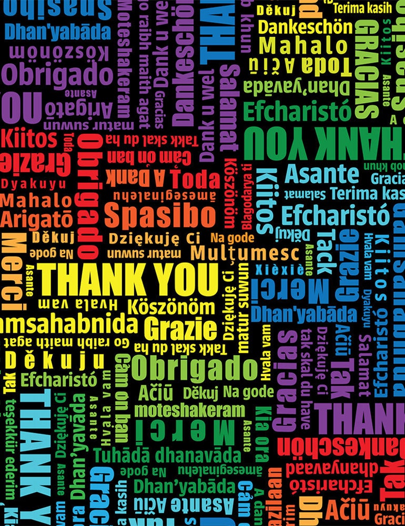 Thank You Fabric Thank You in Different Languagestimeless - Etsy