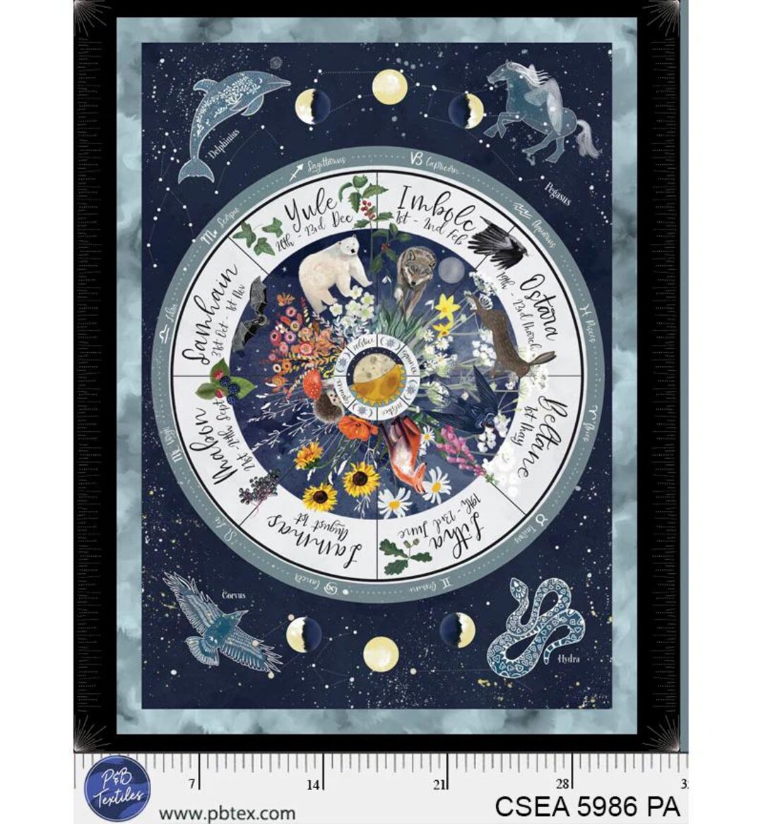 Zodiac Panel 36" - Celestial Seasons - P&B Textiles, Wheel of the Year ...