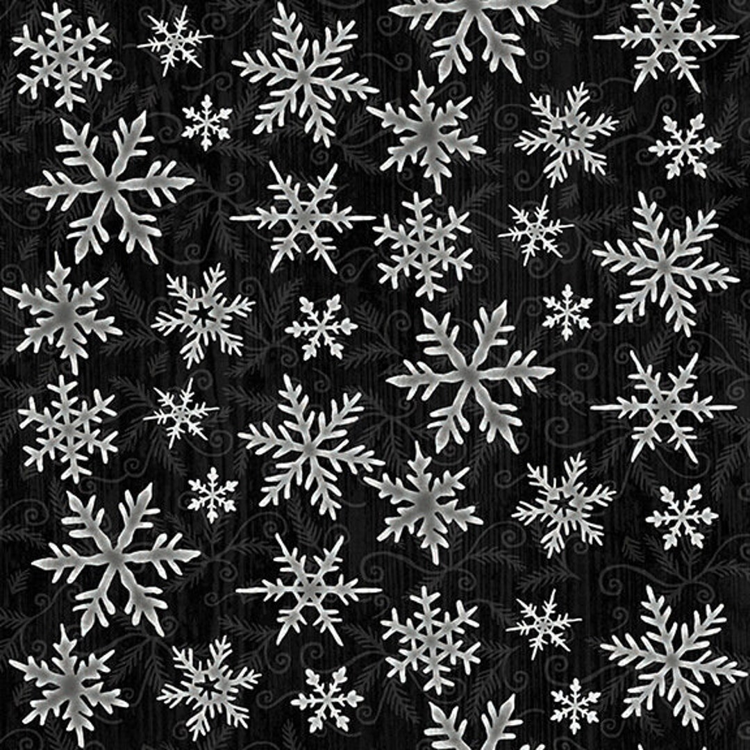 Black Snowflakes Fabric, Flannelwinter Elegance, Henry Glassholiday ...