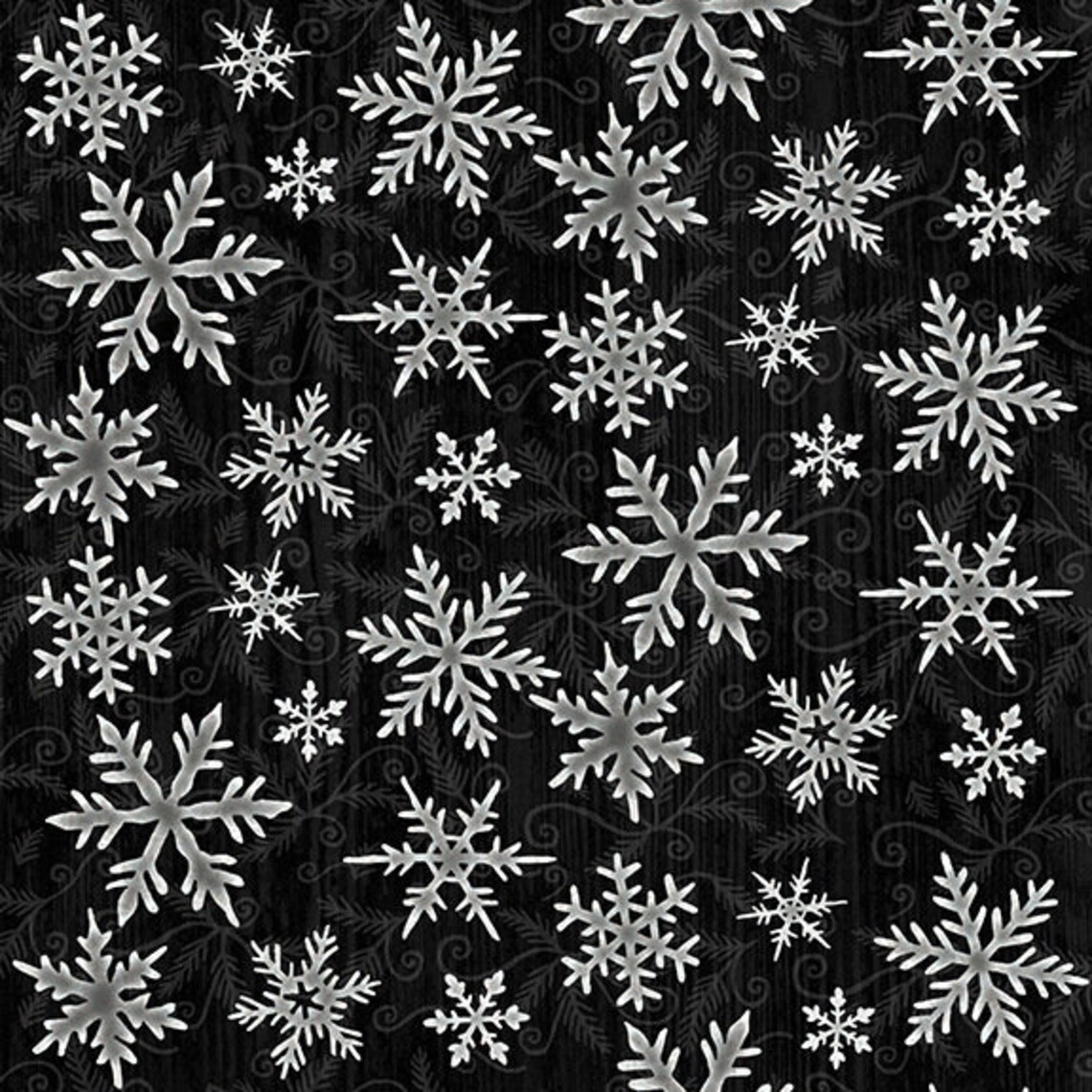 Black Snowflakes Fabric Flannelwinter Elegance Henry - Etsy