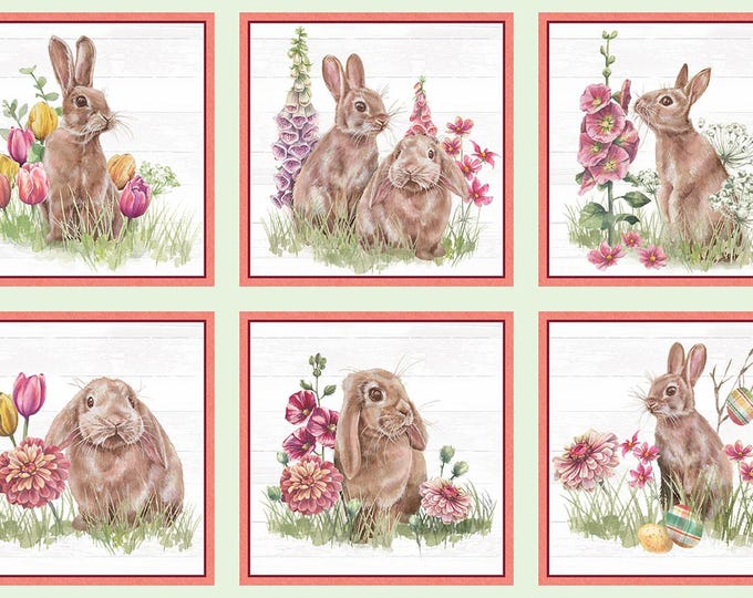 Easter Wishes, Blank Quilting -- Easter Bunny Blocks -- Easter Quilt Blocks Panel, Spring Floral ...
