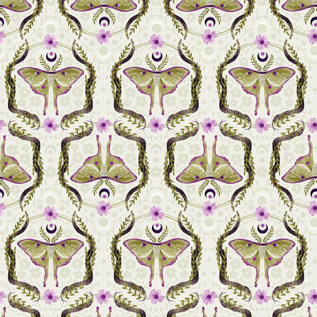 Phoebe -- Magic Moths -- Dear Stella, Luna Moths Quilt Fabric, Moths ...