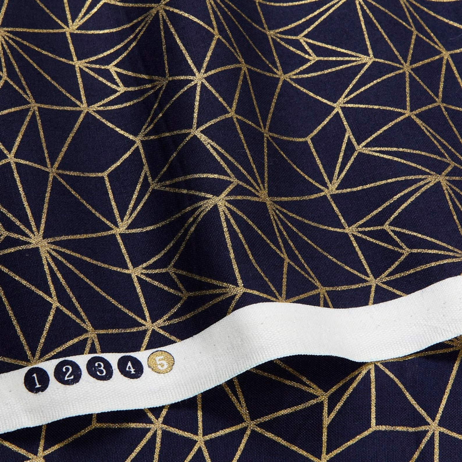 Navy metallic geometric fabric Written in the Stars navy | Etsy