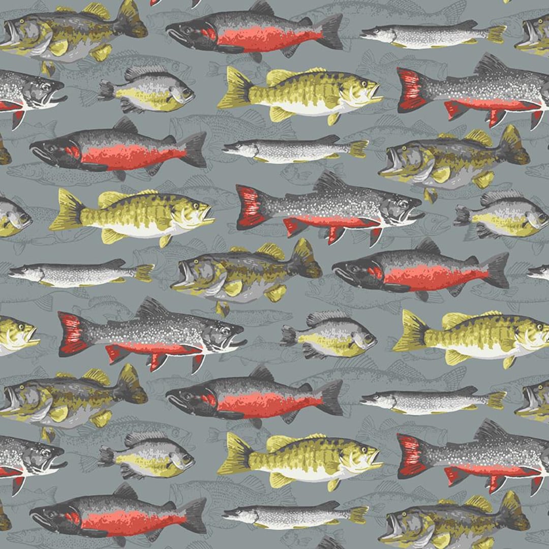 River Rythms, Studio E Fabrics -- Freshwater Fish -- Fishing Quilt ...