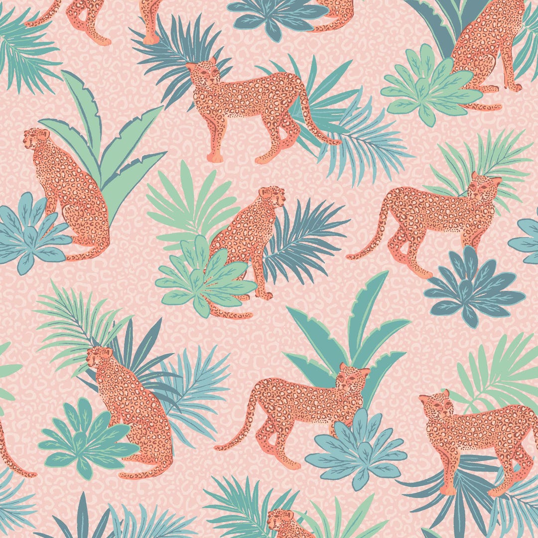 Wild Side -- Cheetahs in Peach -- Maywood Studios, Cheetah Quilt Fabric ...