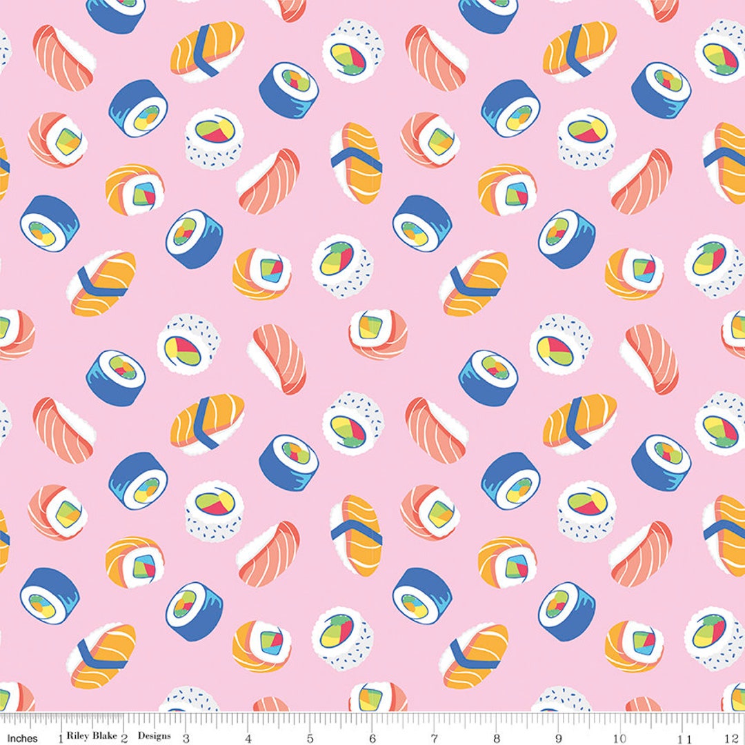 Sushi Fabric, Rainbowfruit by Riley Blake-- How We Roll in Petal Pink ...