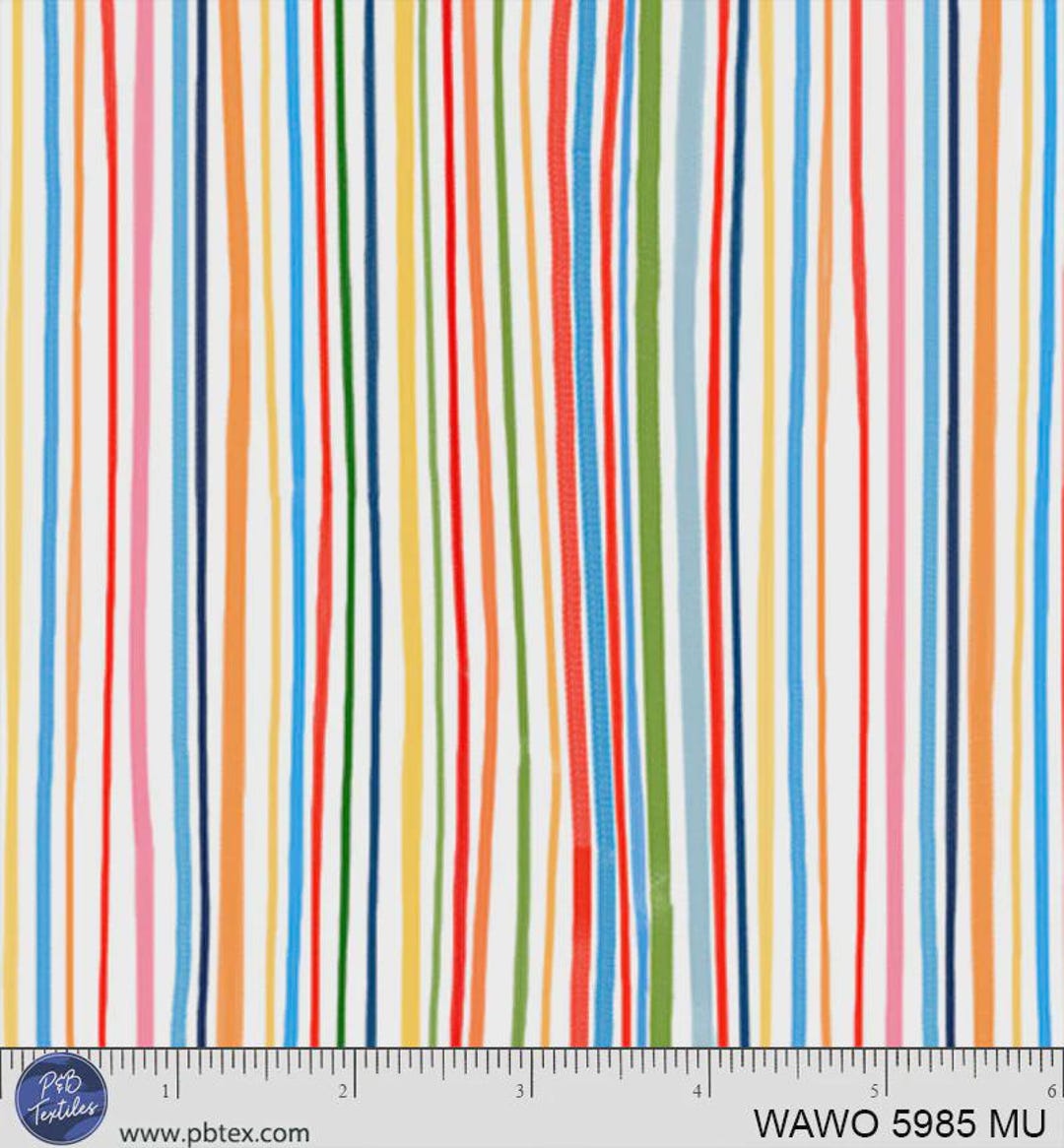 What a World - Multi Stripe, P&B Textiles - Crooked Stripe Fabric ...
