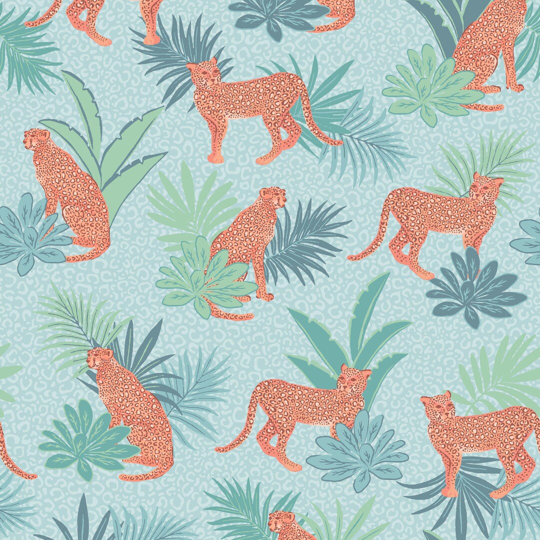 Wild Side -- Cheetahs in Teal -- Maywood Studios, Cheetah Quilt Fabric ...