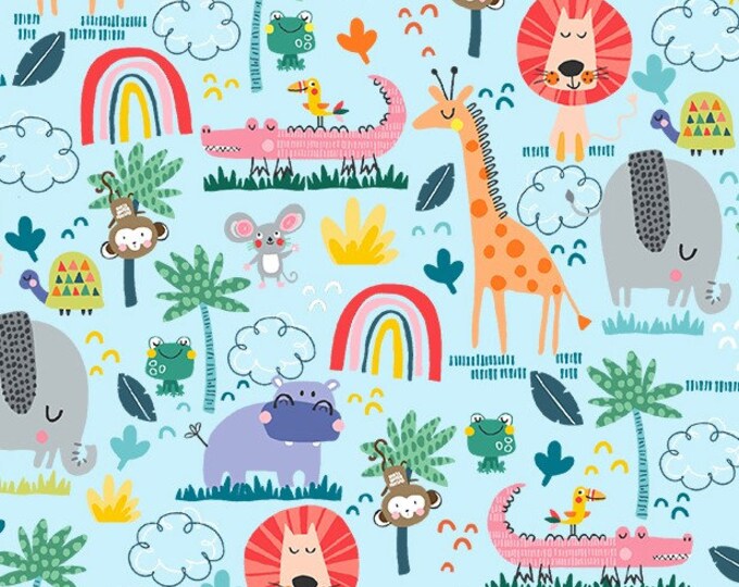 Jungle Safari Fabric-michael Miller-animal Wildlife, Giraffe Fabric ...