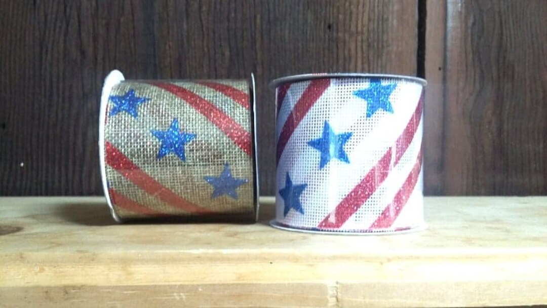 Patriotic Americana Burlap Ribbon - Etsy