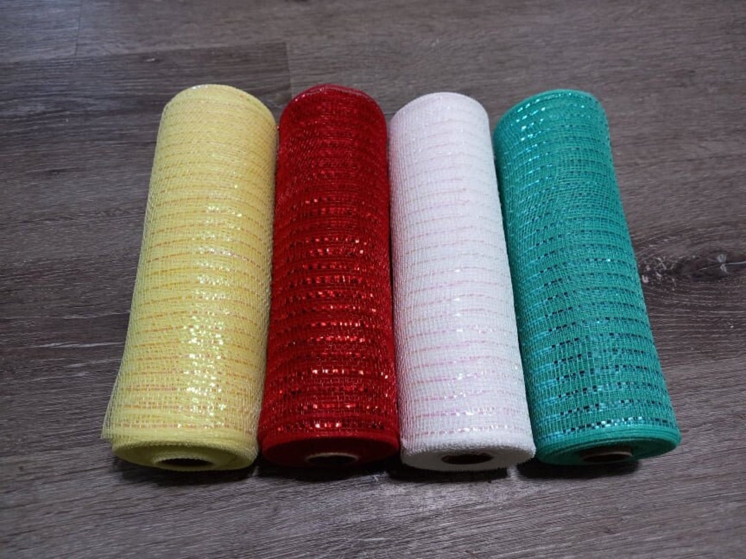 10 Inch Deco Mesh Poly Ribbon Wreath - Etsy